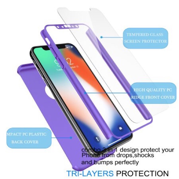 Accessories | Iphone X Cute Purple 36 Full Protection Case | Poshmark